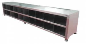 Locker Room Bench with Shoe Storage - Stainless Steel